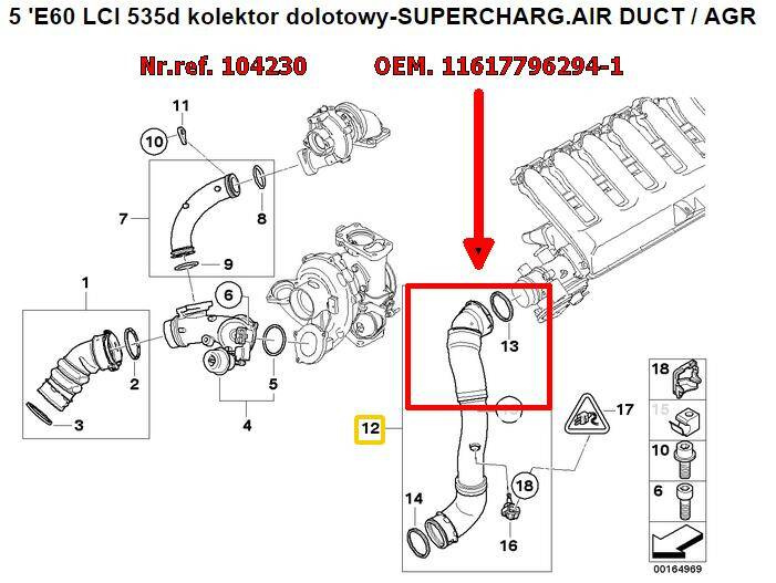 Rura turbo BMW 5 E60 535D 05-10 11617796294-1